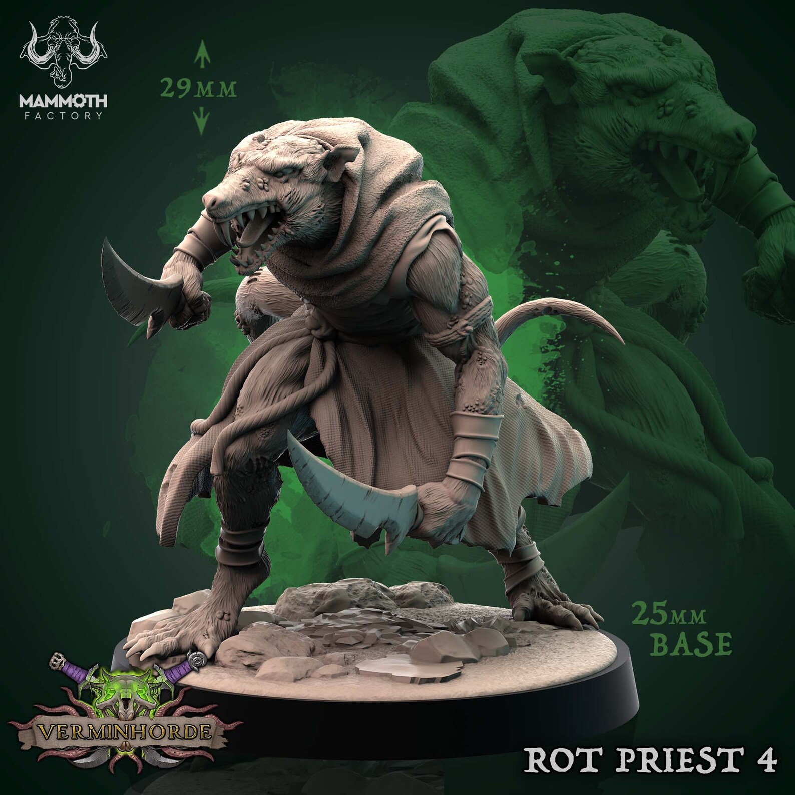 Rot Priest- Fighter/rogue Ratfolk Miniature- Verminhorde- Mammoth ...
