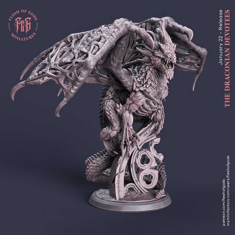 Dracolich Miniature - Huge Undead - Flesh of Gods - D&D 5e - Dungeons ...