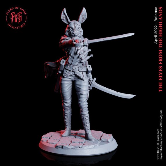 The Bunny Killer Assassin Miniature / Bust Elves of Highland - Etsy