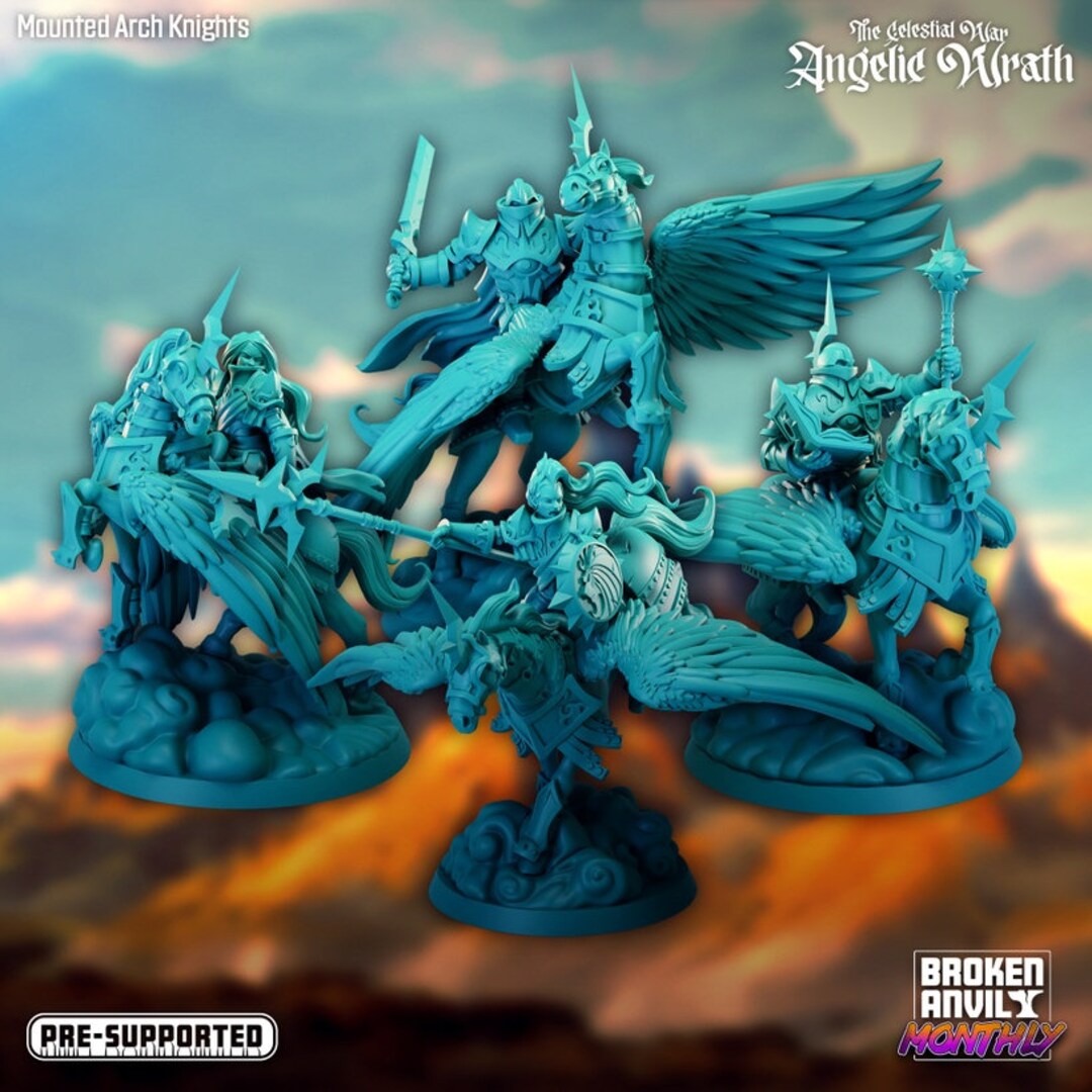 Mounted Arch Knight Miniature - Celestial War - Broken Anvil - D&D 5e ...
