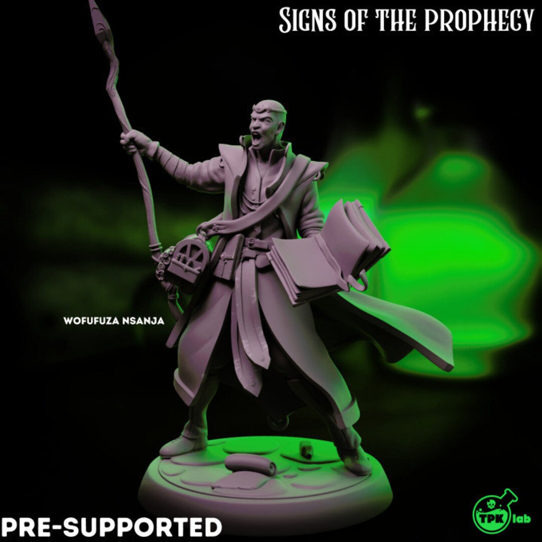 Human Wizard Miniature - Wofufuza Nsanja - TPK Labs - D&D 5e - Dungeons ...