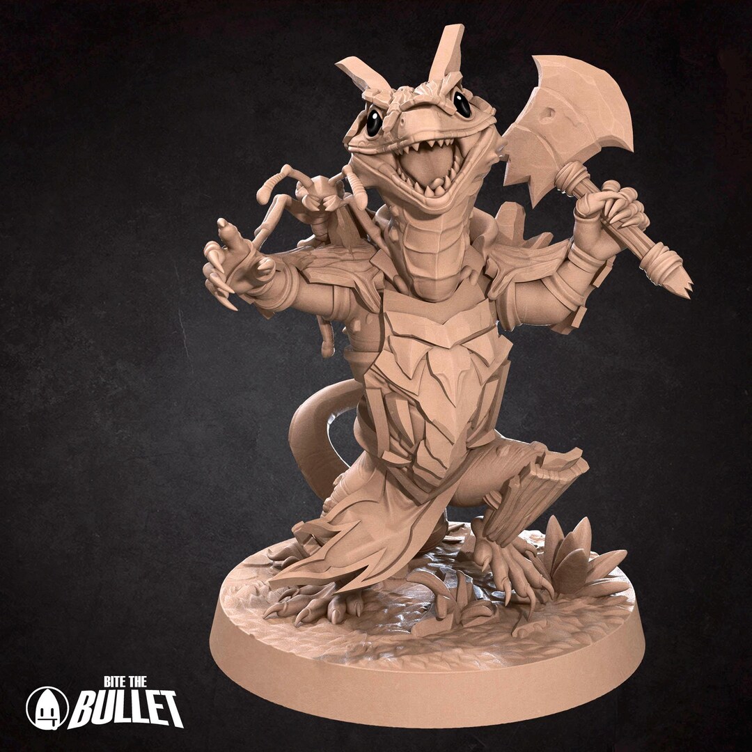 Lizard Barbarian Miniature- Grove Haven- Bite the Bullet - D&D 5e ...
