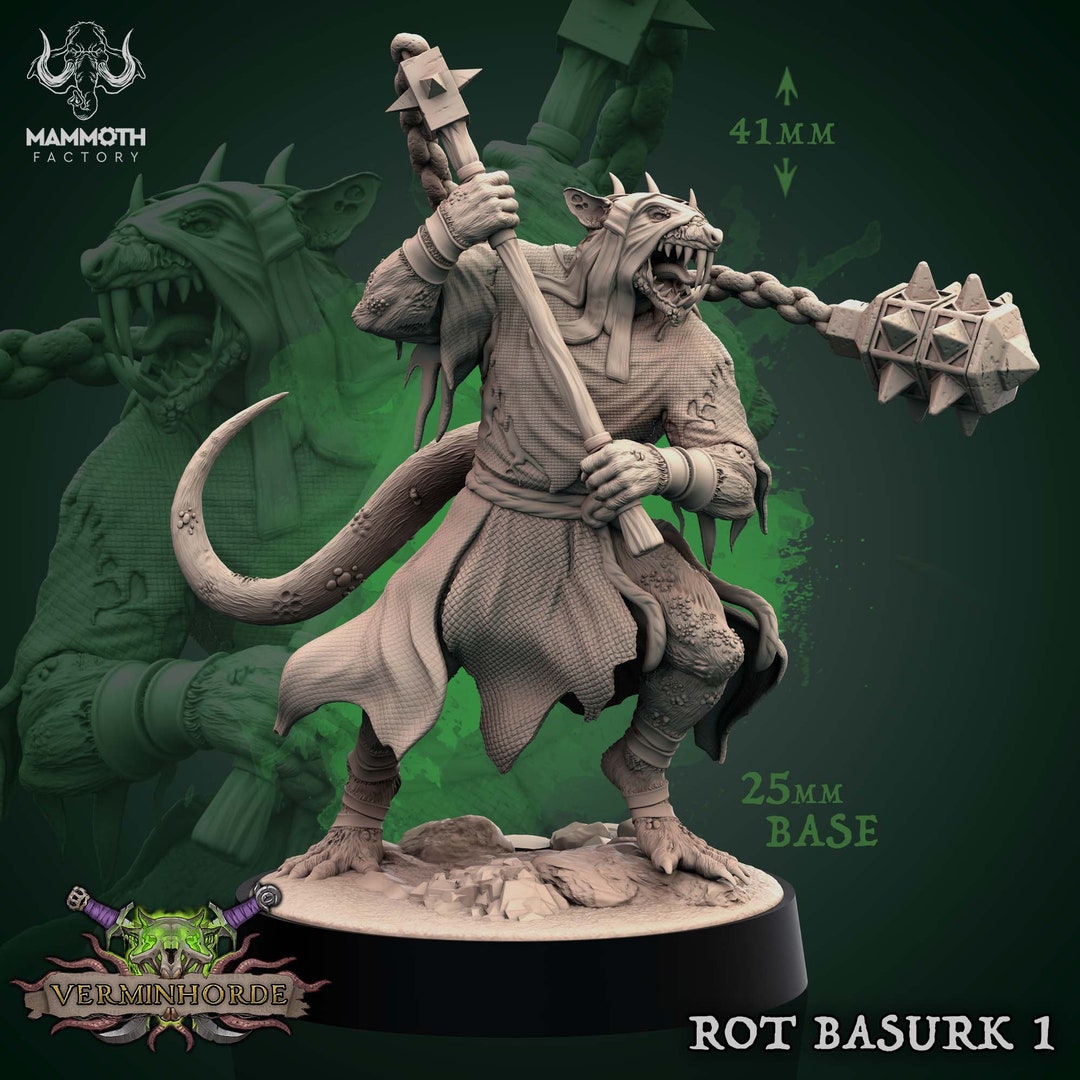 Rot Basurk- Ratfolk Fighter Miniature- Verminhorde- Mammoth Factory - D ...