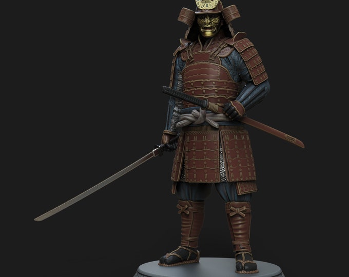 Vintage Resin Tall Japanese Samurai Okinimo Figurine. Hand Carved With ...