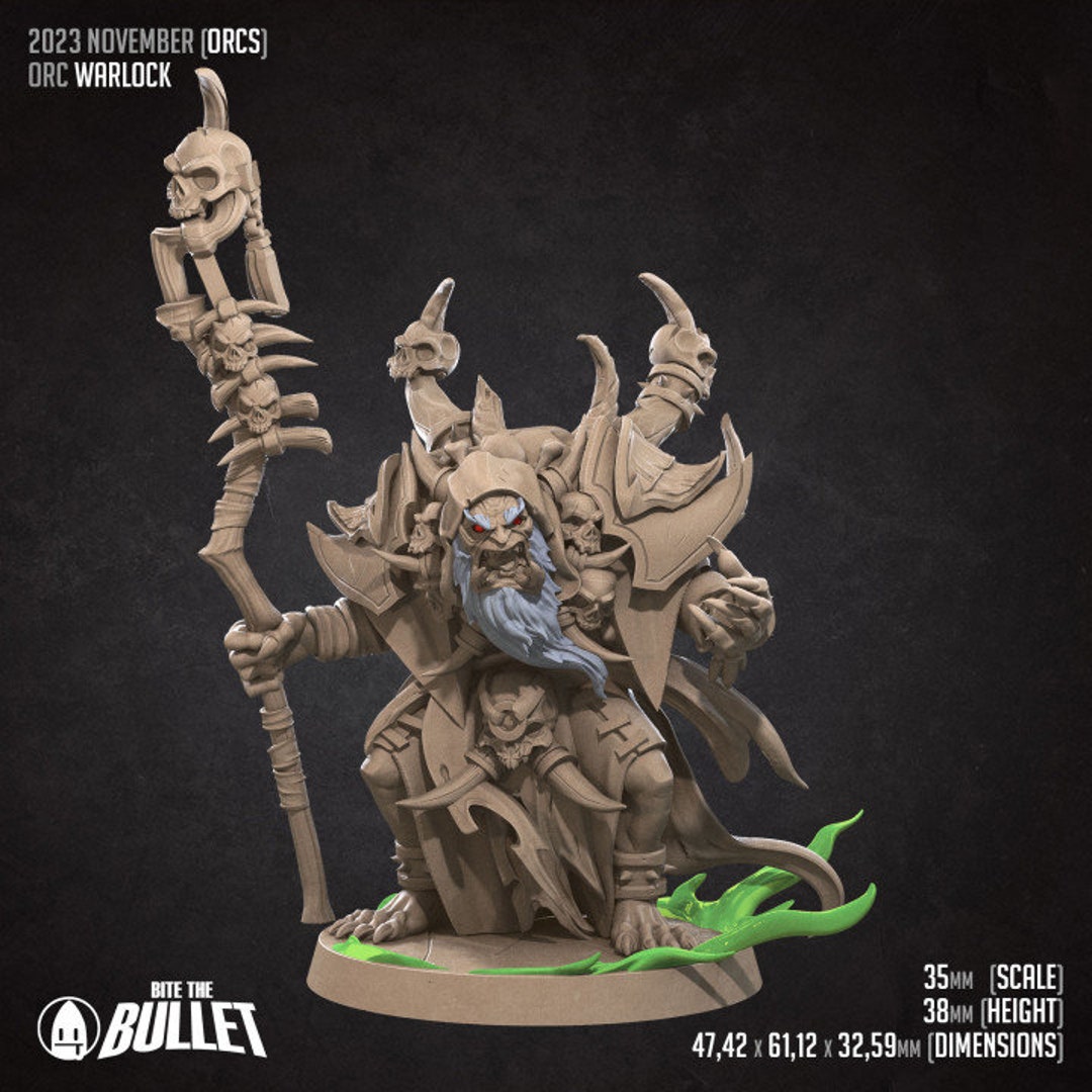 Orc Warlock Miniature Orcs Bite the Bullet D&D 5e Dungeons and Dragons ...