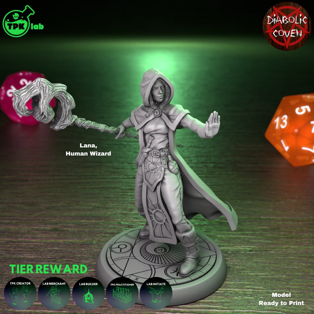 Human Wizard Miniature - Male or Female - Diabolic Coven - TPK Labs - D ...