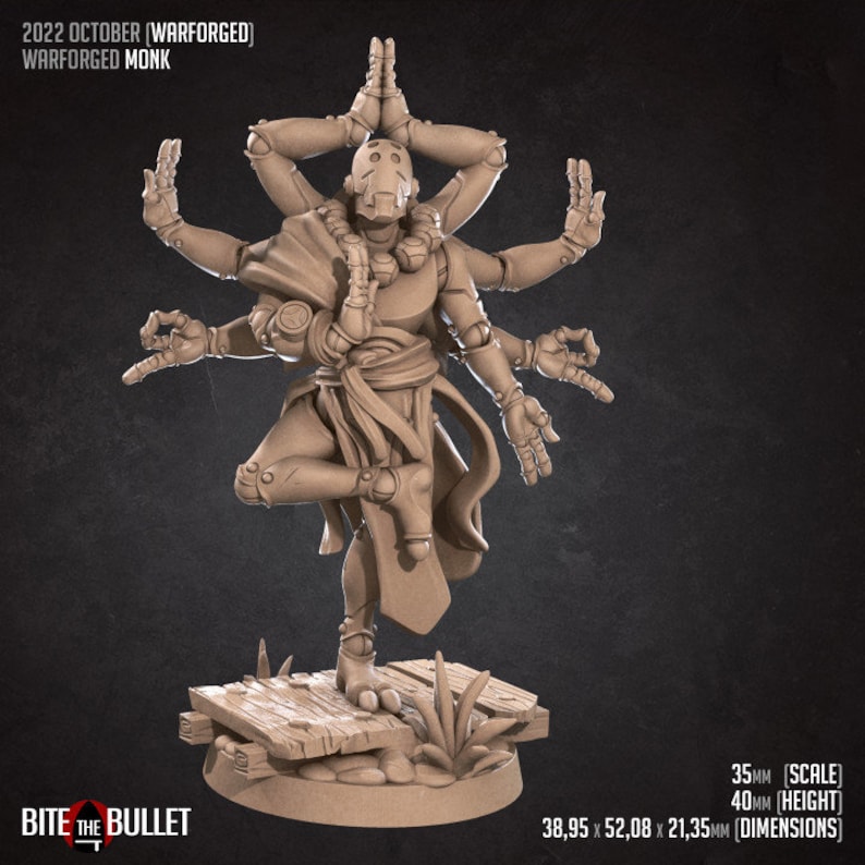 Warforged Monk Miniature - 2 Versions - Bite the Bullet - D&D 5e ...