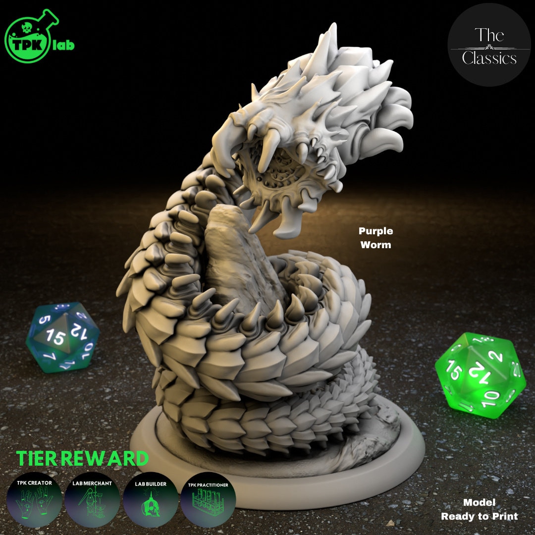 Purple Worm Miniature - Gargantuan Monstrosity - the Classics- TPK Labs ...
