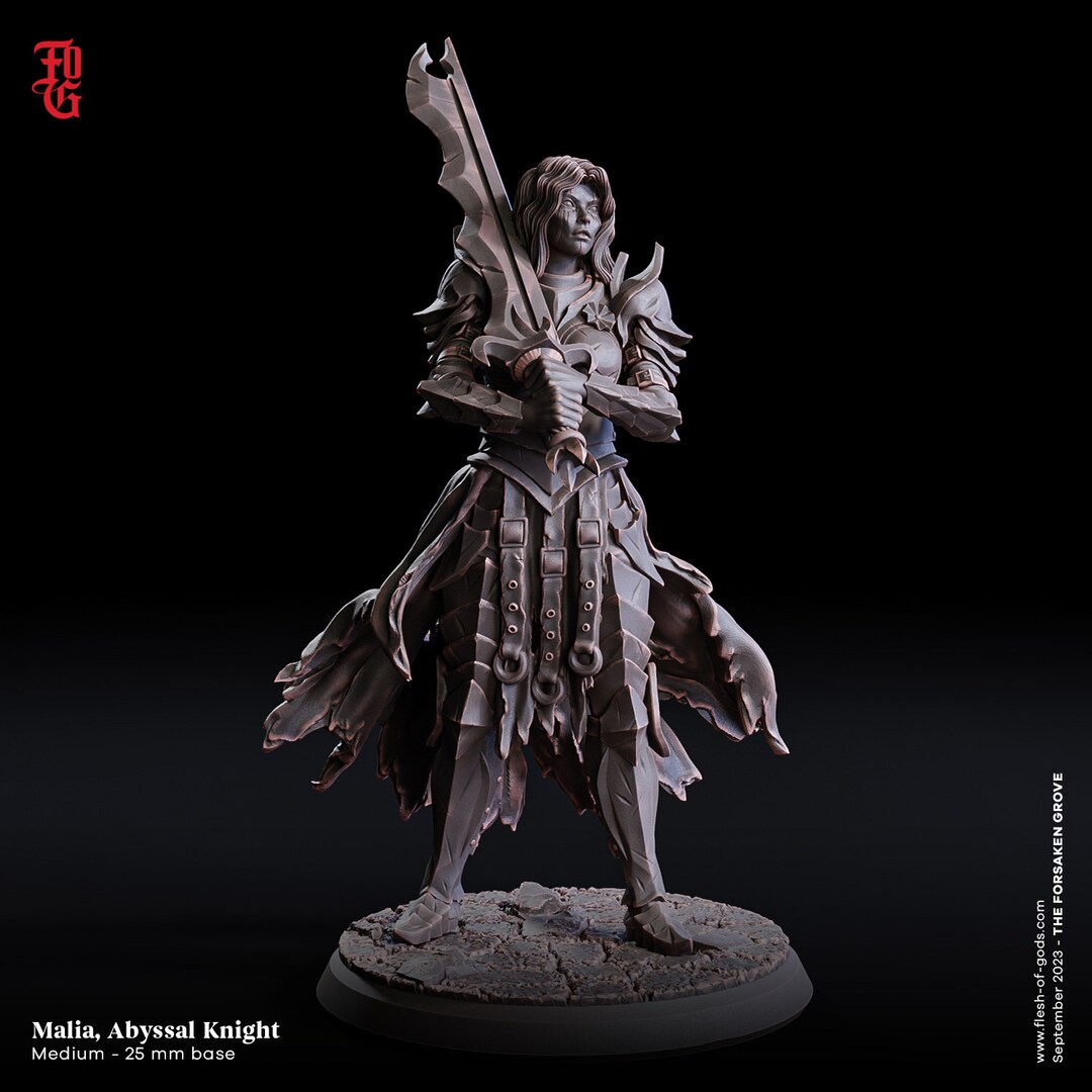 Malia, Abyssal Knight- Fighter Miniature- the Forsaken Grove- Flesh of ...