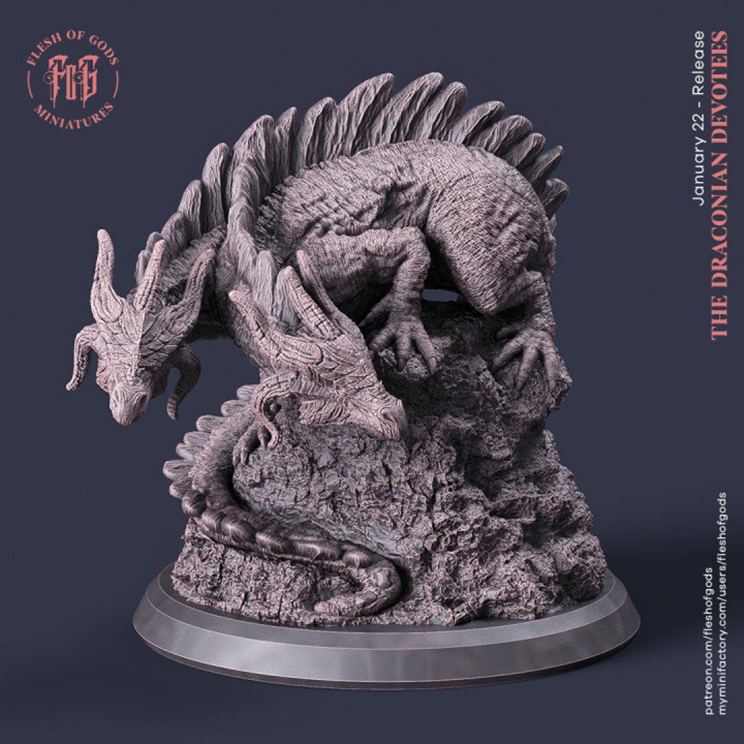 Two-headed Drake Miniature - Flesh of Gods - D&D 5e - Dungeons and ...