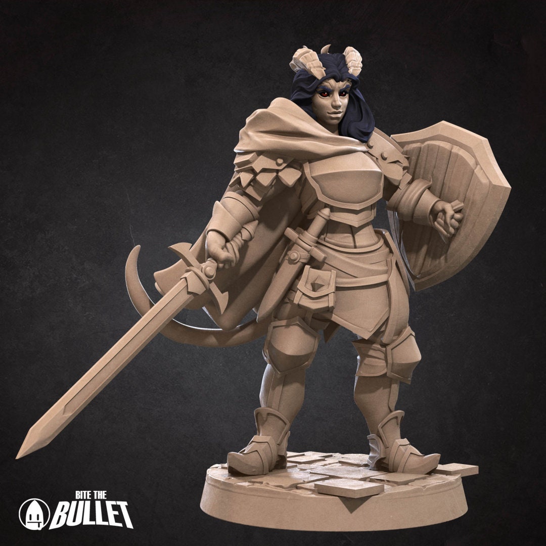 Female Tiefling Paladin Miniature- Tieflings- Bite the Bullet -D&D 5e ...