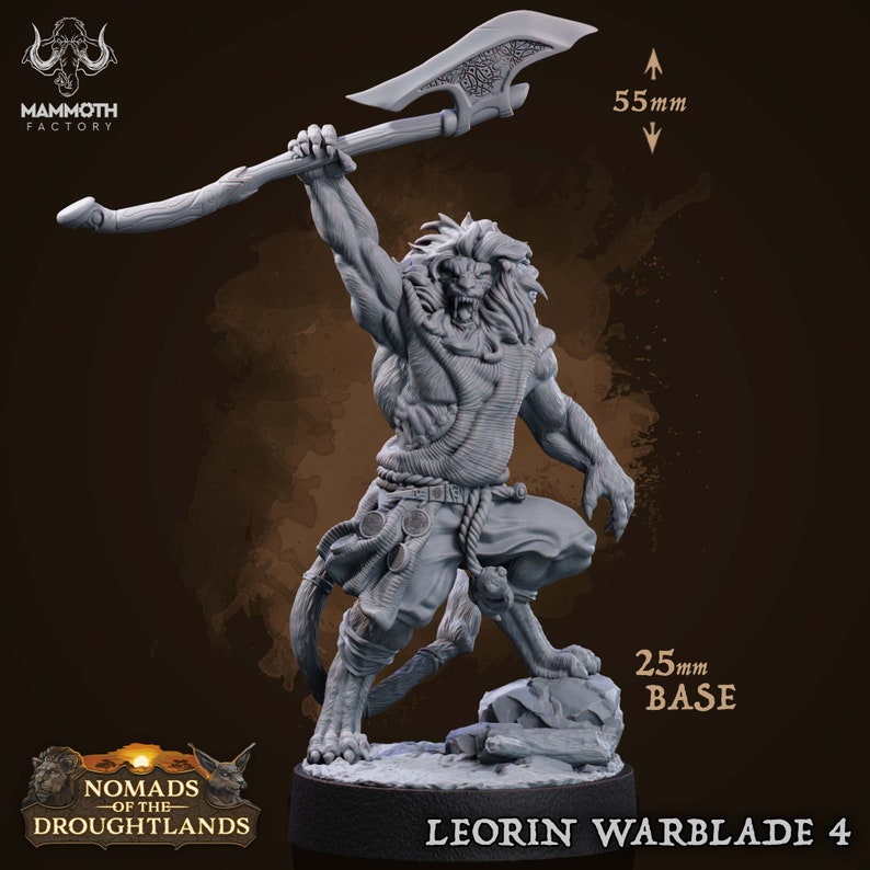 Lionfolk / Leonin Barbarian Miniature - Nomads of Droughtlads- Mammoth ...