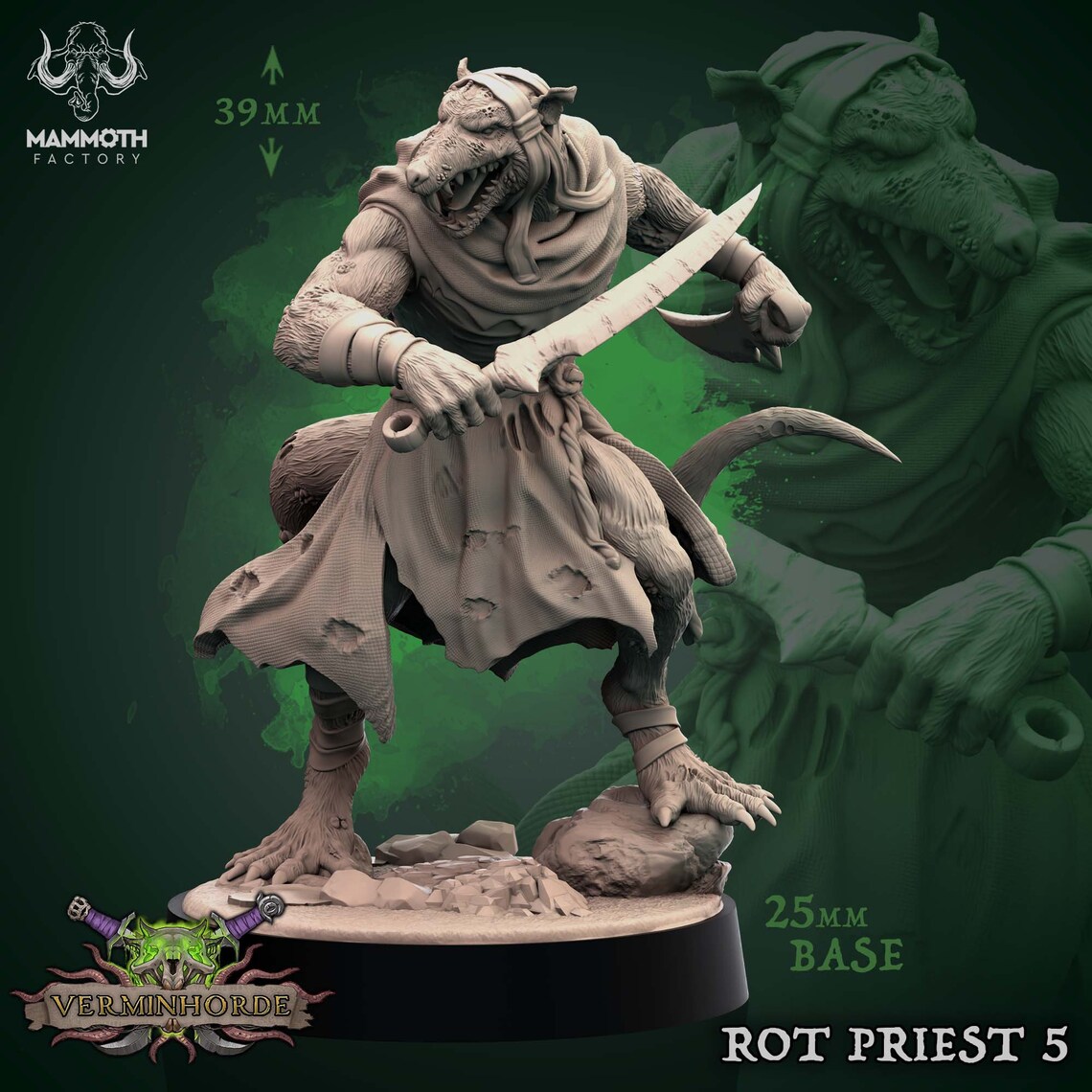 Rot Priest- Fighter/rogue Ratfolk Miniature- Verminhorde- Mammoth ...