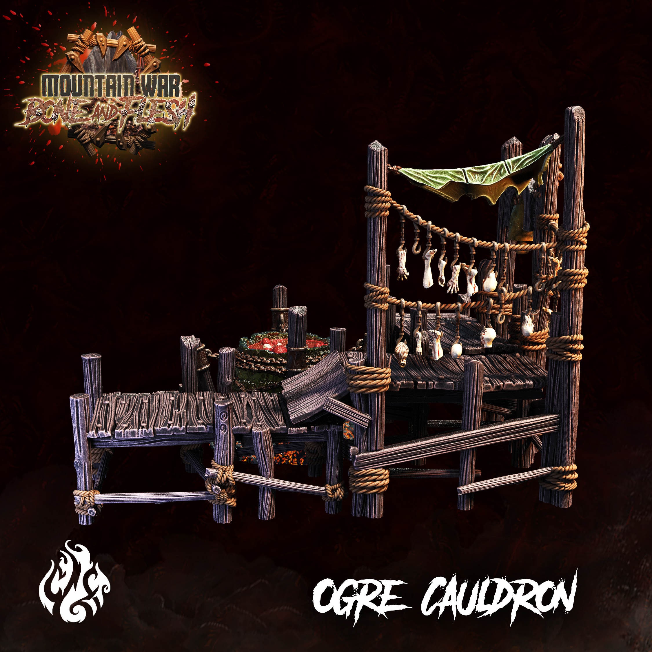 Ogre Cauldron Terrain Prop Set Miniature Bone and Flesh | Etsy