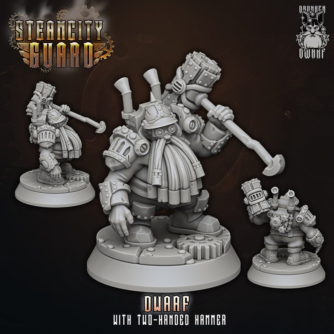 Dwarf With Hammer Miniature - Steamcity Guard - Drunken Dwarf - D&D 5e ...