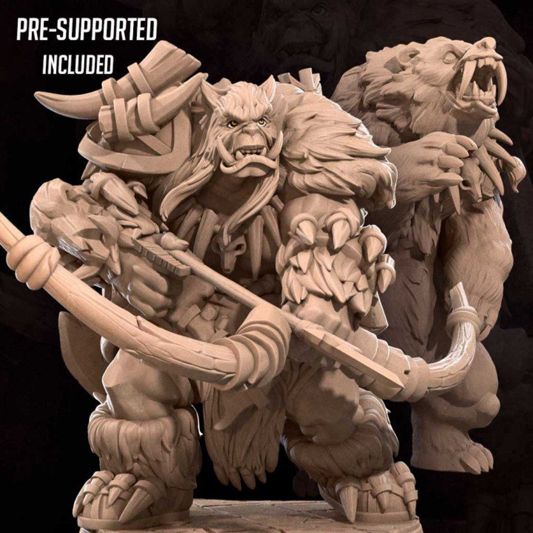 Orc Ranger and Bear Familiar Miniature Orcs Bite the Bullet D&D 5e ...