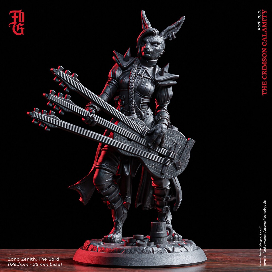 Zana Zenith, the Female Bard Rabbitfolk Miniature- Flesh of Gods- D&D ...