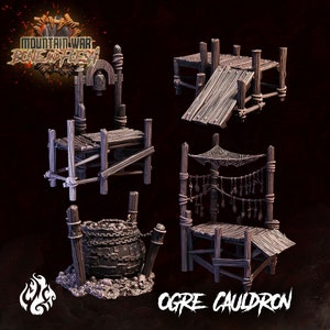 Ogre Cauldron Terrain Prop Set Miniature - Bone and Flesh - Crippled ...