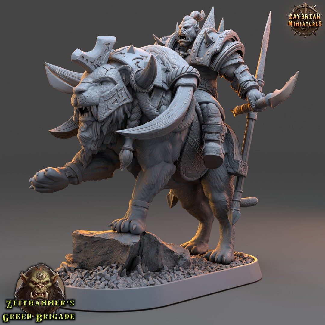 Rian Haaz Mounted- Orc/half-orc Miniature- Zeithammer’s Green Brigade ...