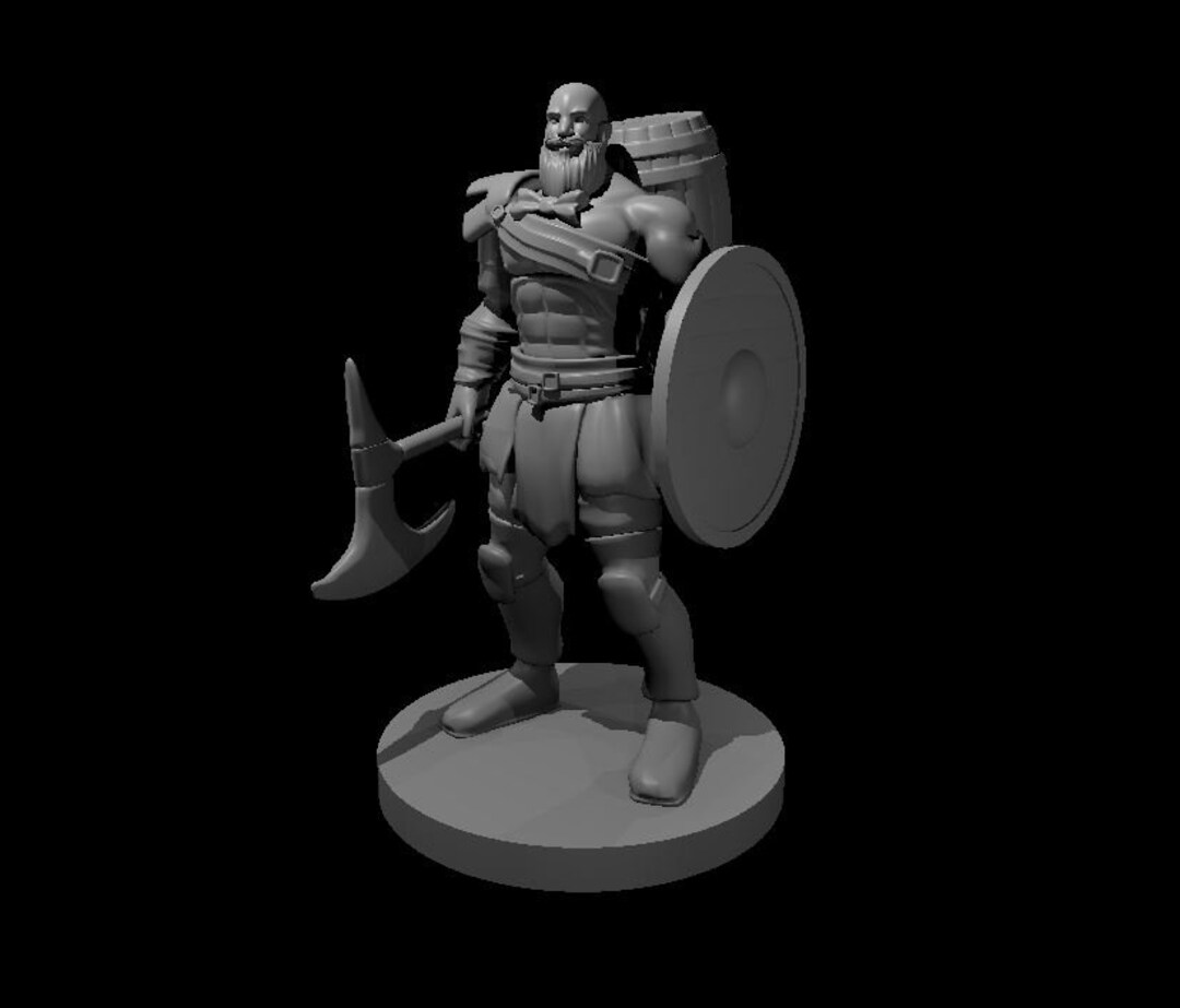 Barbarian Human W/ Beer Barrel Miniature - MZ4250 - D&D 5e - Dungeons ...