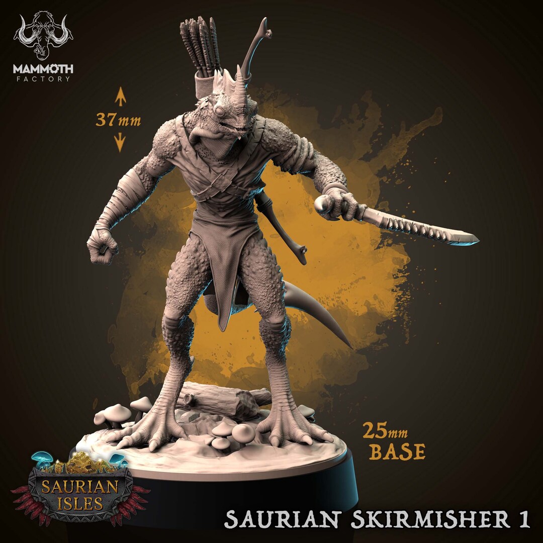 Lizardfolk Miniature - 4 Styles - Saurian Isles - Mammoth Factory - D&D ...