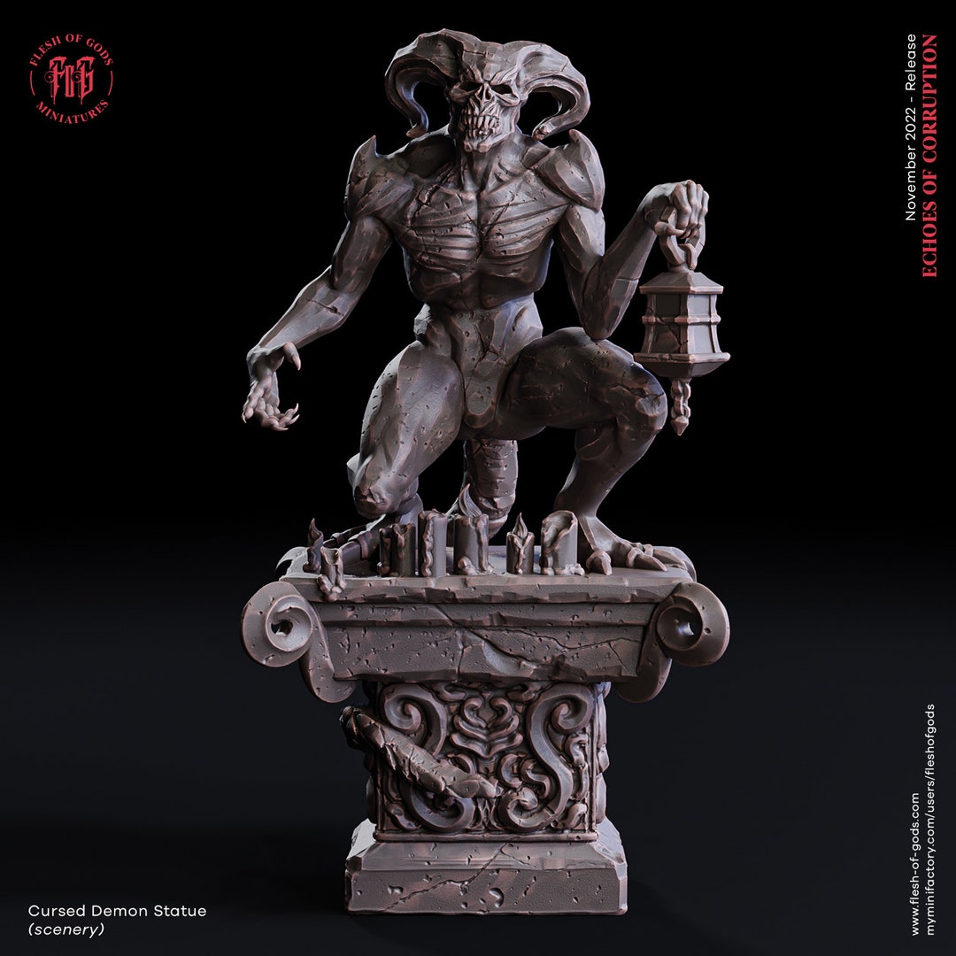 Demon Statue Terrain Miniature - Echoes of Corruption - Flesh of Gods ...
