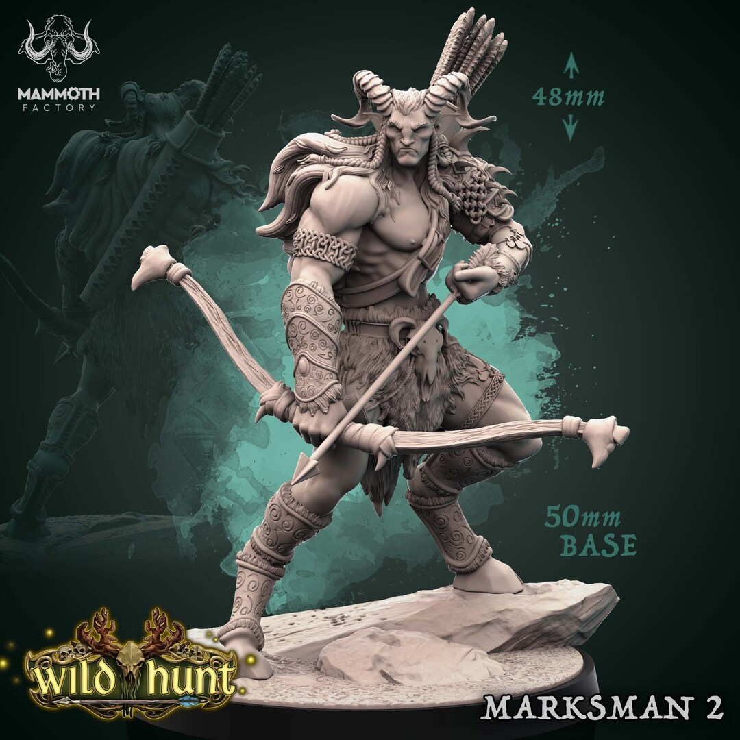 Satyr Archer Miniature - Marksman - Wild Hunt - Mammoth Factory - D&D 5e - Dungeons and Dragons ...