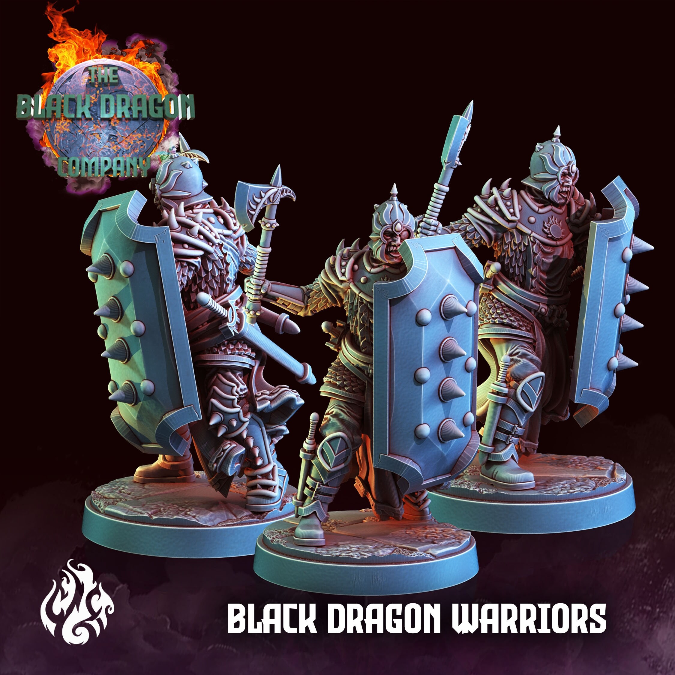 Black Dragon Warrior Miniature Black Dragon Company - Etsy