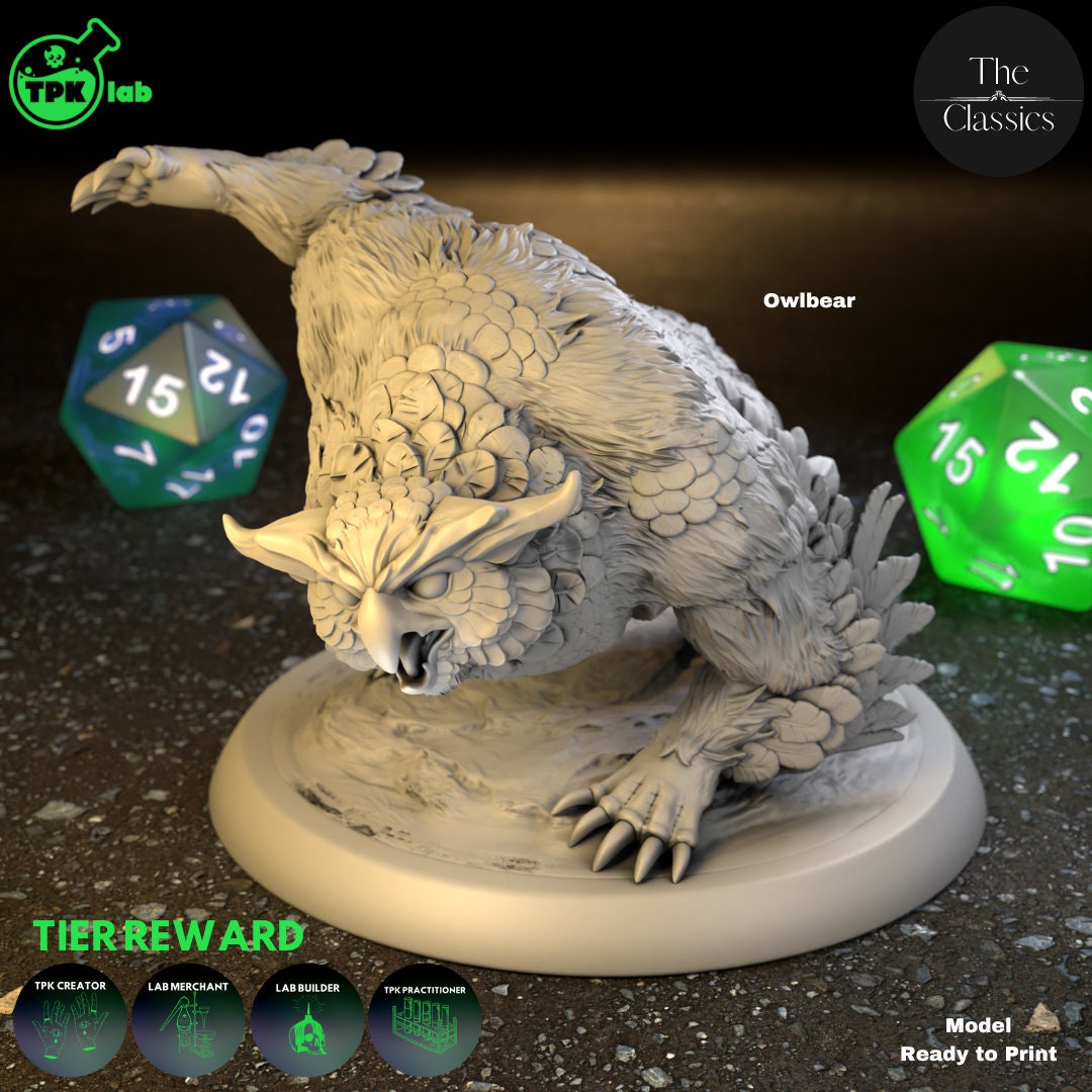 Owlbear / Owl Beast Miniature - Large Monstrosity -the Classics- TPK ... Owlbear / Owl Beast Miniature - Large Monstrosity -the Classics- TPK ...