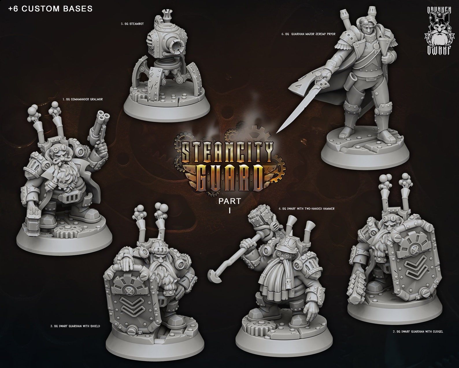 Dwarf With Hammer Miniature - Steamcity Guard - Drunken Dwarf - D&D 5e ...