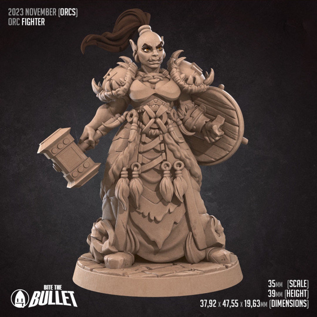 Female Orc Fighter Miniature- Orcs- Bite the Bullet - D&D 5e - Dungeons ...
