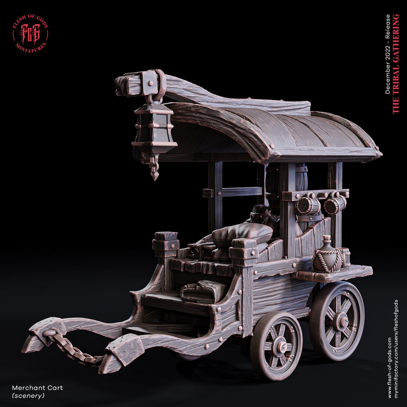 Travelers Merchant Cart Miniature Terrain Prop - Tribal Gathering ...