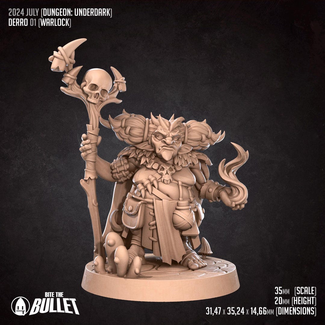 Derros/dwarf Warlock Miniature- Dungeon Underdark- Bite the Bullet -D&D ...