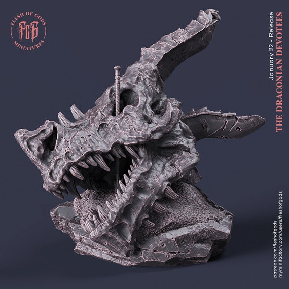Dragon Skull Terrain Miniature Flesh of Gods D&D 5e | Etsy