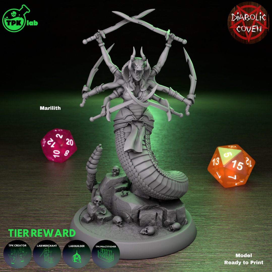 Marilith Large Fiend (demon) Miniature - Diabolic Coven - TPK Labs - D ...