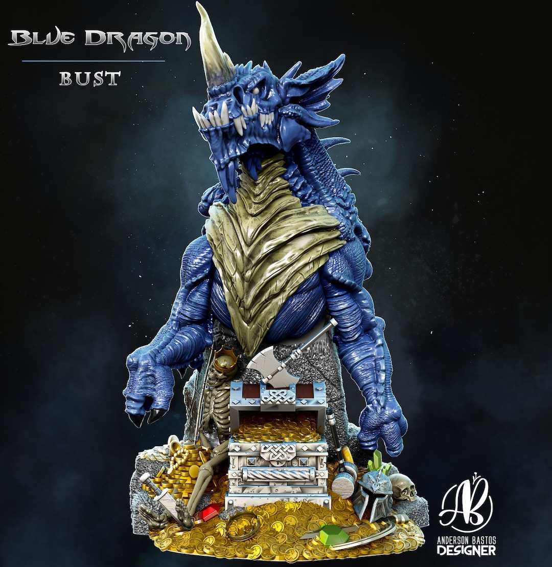 Blue Dragon Bust - Statue - Model Kit - D&D 5e - Dungeons and Dragons ...