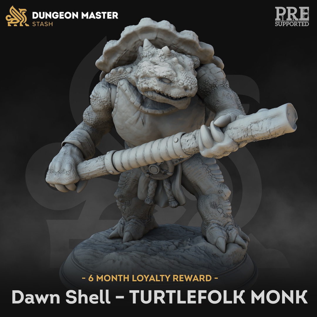 Turtlefolk Tuotar Tortle Monk Miniature - Dawn Shell - DM Stash D&D 5e ...