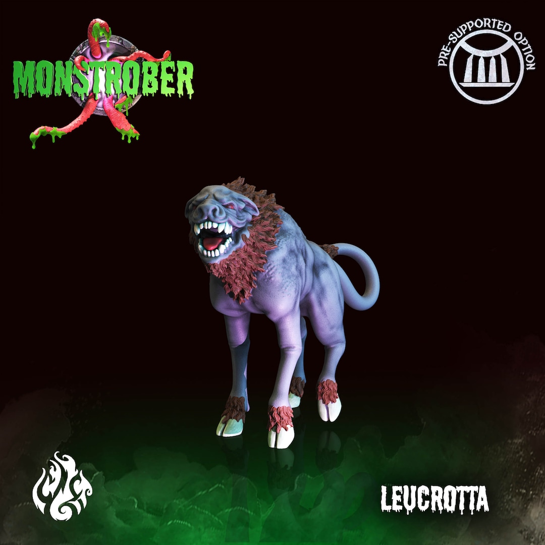 Leucrotta Large Monstrosity Miniature - Crippled God Foundry - D&D 5e ...