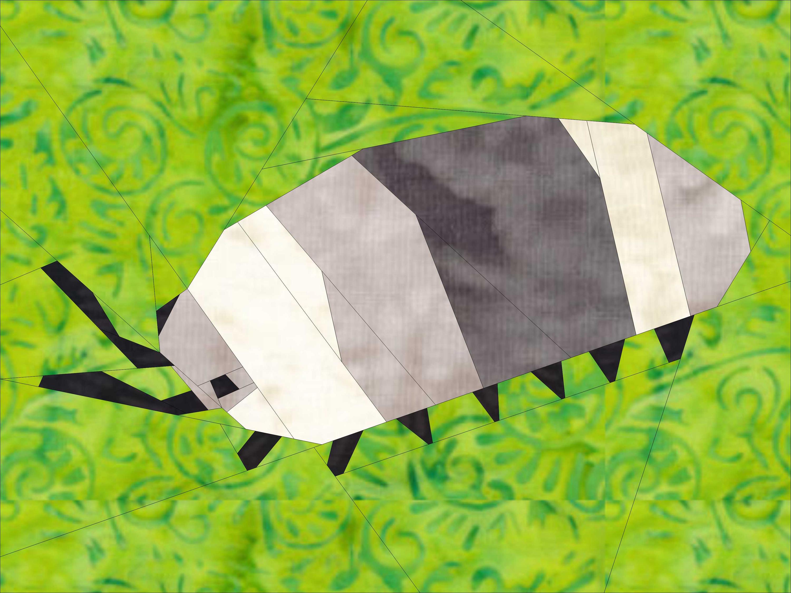 Isopod Roly-poly Pill Bug Insect Paper Pieced Quilt Pattern Block 16 ...