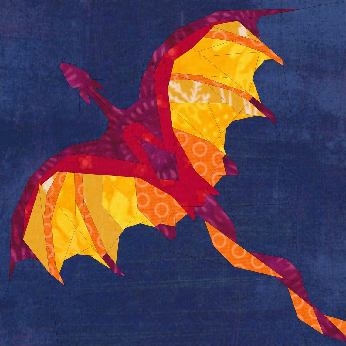 Geometric Dragon Wyvern Foundation Paper Pieced Quilt Pattern Block ...