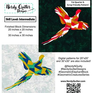 Geometric Pheasant Foundation Paper Pieced Quilt Pattern Block From the ...