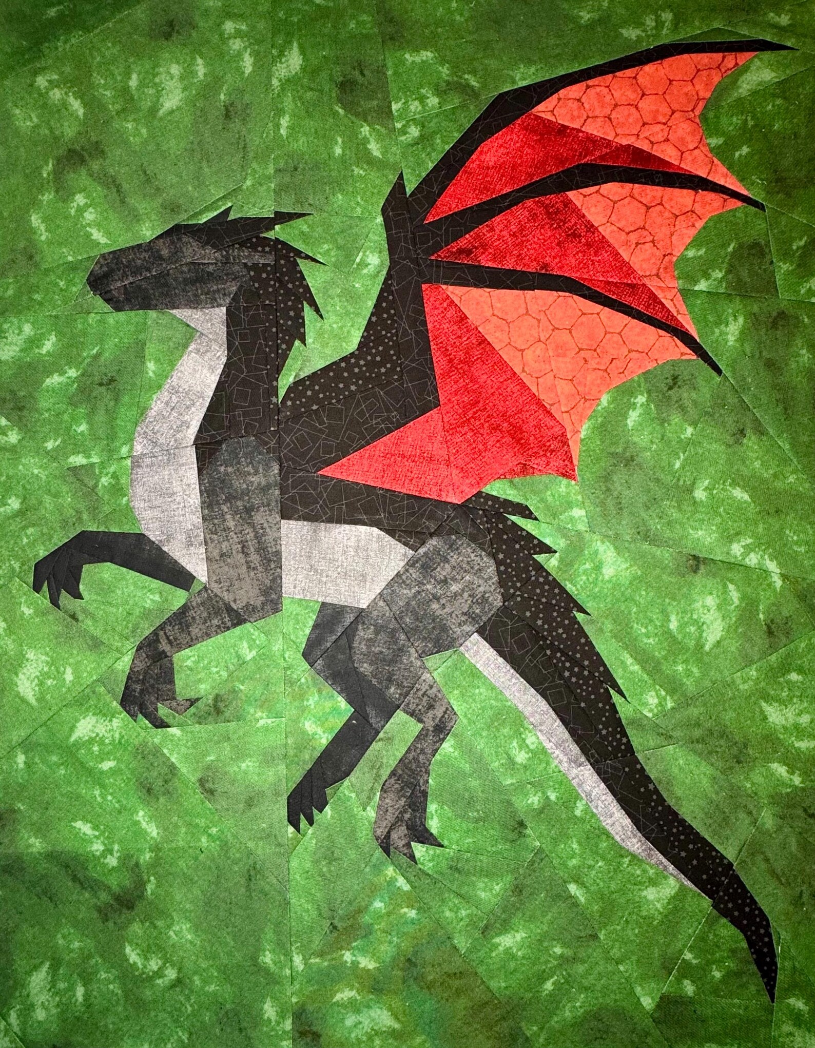 Flying Dragon Foundation Paper Pieced Quilt Pattern Block Fantasy Book ...