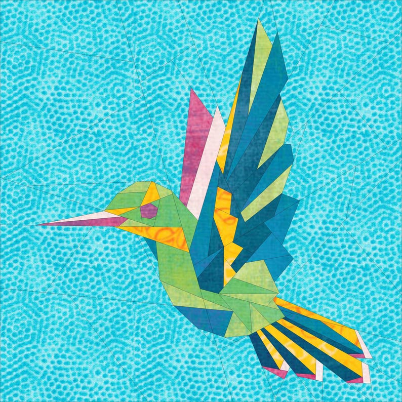 Geometric Hummingbird Foundation Paper Pieced Quilt Pattern Block From ...