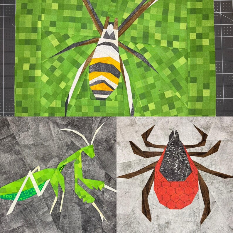 Praying Mantis Insect Bug Paper Pieced Quilt Pattern Block 16"x12" - Etsy