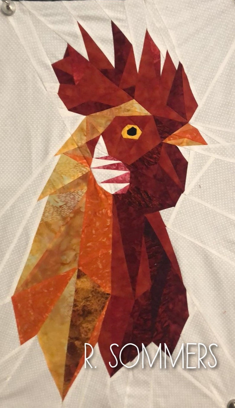 Abstract Chicken (rooster) Foundation Paper Pieced Quilt Pattern Block ...
