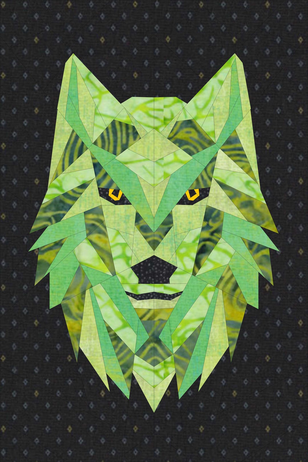 Abstract Wolf Head Foundation Paper Pieced Quilt Pattern Block From the ...