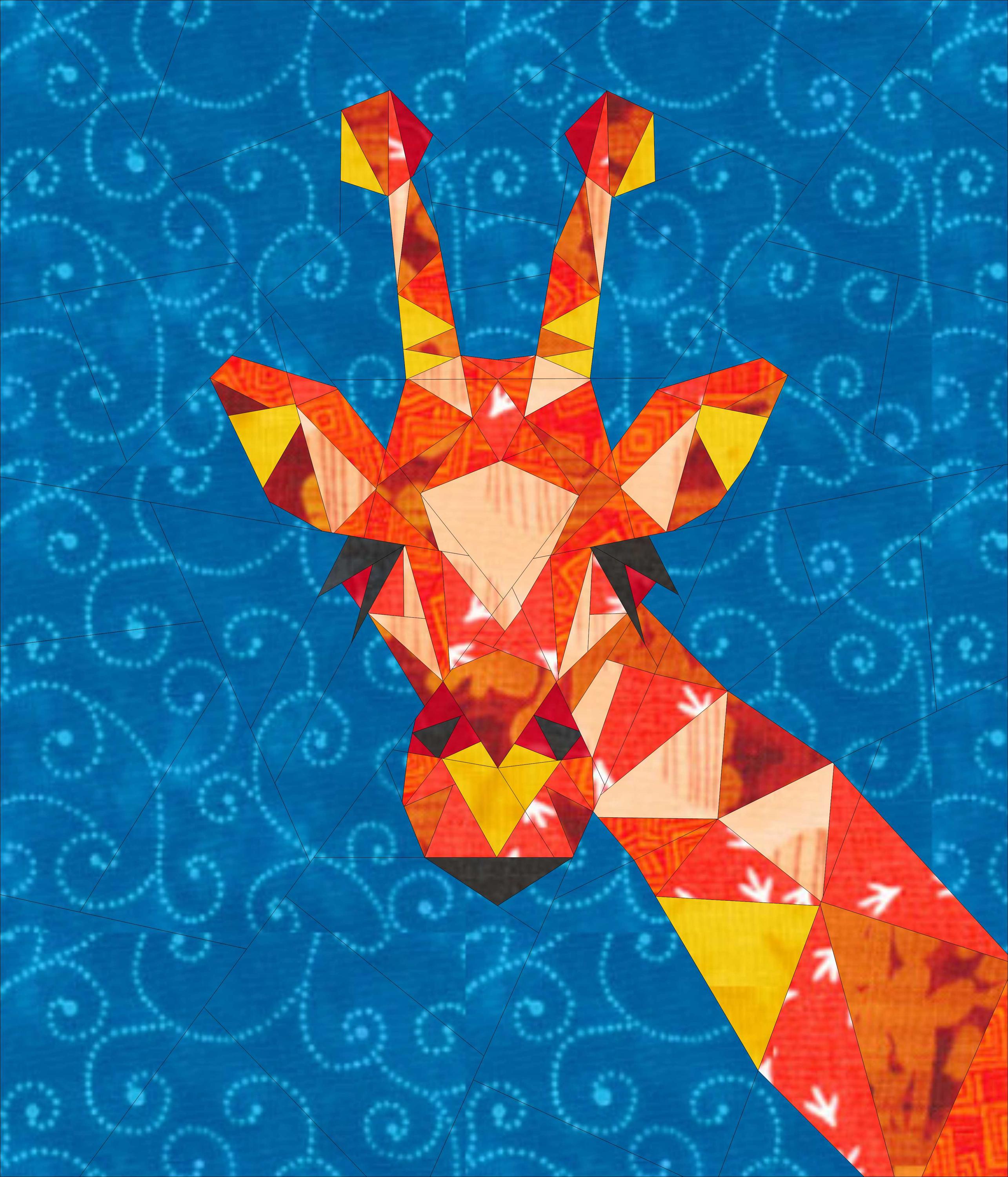 Abstract Giraffe (no. 2) FPP Quilt Digital Pattern Block 24"x28" (PDF ...