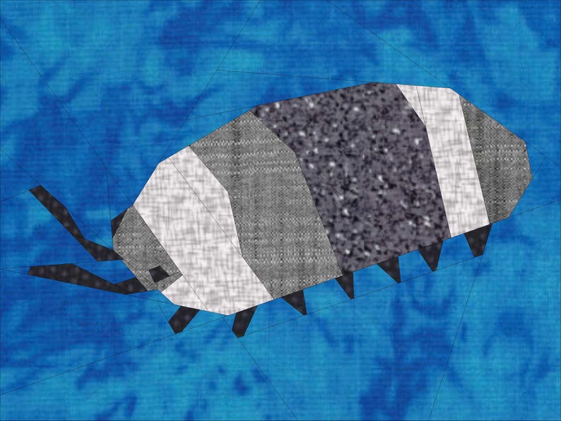 Isopod Roly-poly Pill Bug Insect Paper Pieced Quilt Pattern Block 16 ...