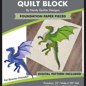 Flying Dragon Foundation Paper Pieced Quilt Pattern Block Fantasy Book ...
