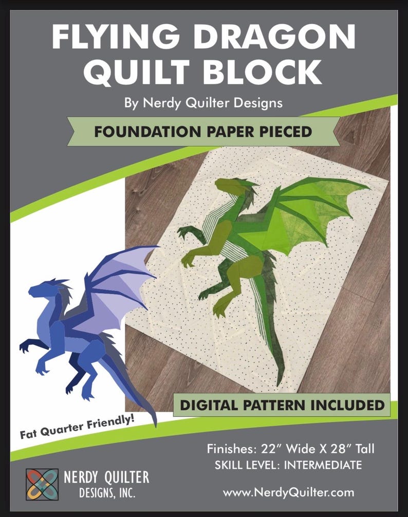 Flying Dragon Foundation Paper Pieced Quilt Pattern Block Fantasy Book ...